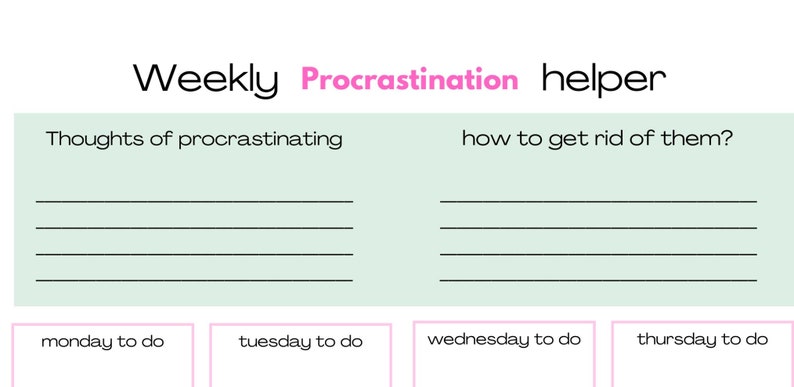 Weekly Planner Procrastination Journal Page - Etsy