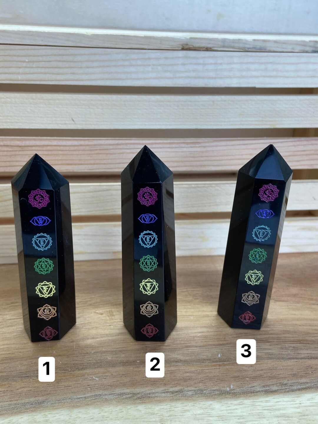 Black Obsidian Seven Chakras Tower - Etsy