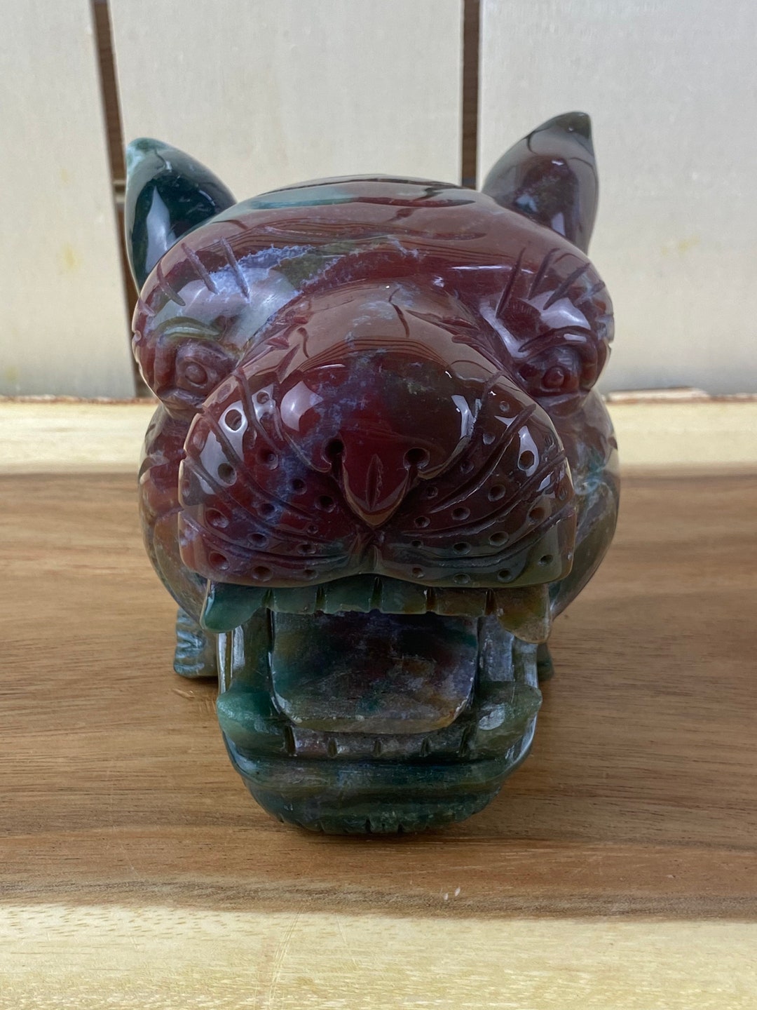 Ocean Jasper Tiger Head Carving - Etsy