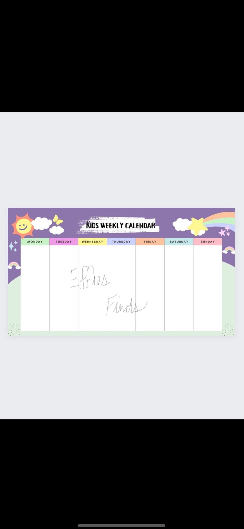 Kids Weekly Calendar Digital Printable Chore List to Do List Download ...