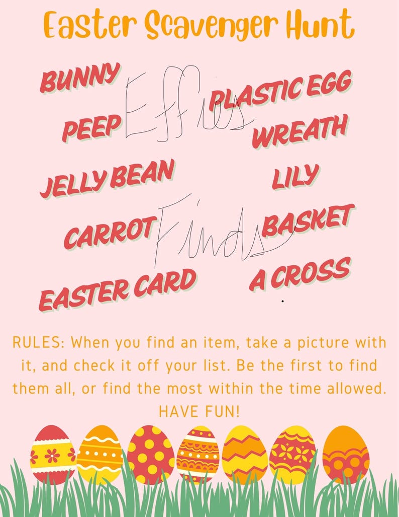 Easter Holiday Scavenger Hunt Game Digital Printable Download - Etsy