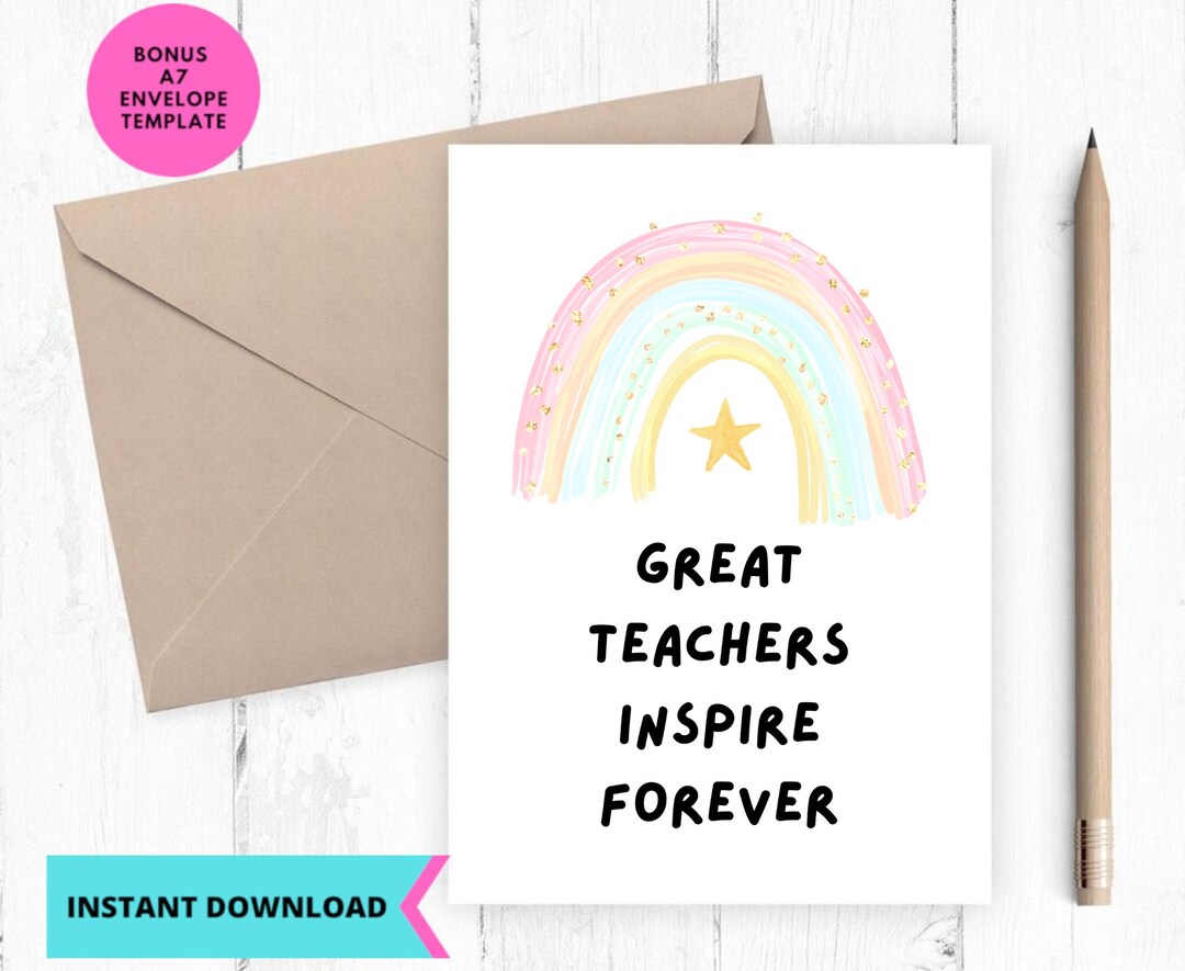 Printable Teacher Card, Thank You Teacher Card, Great Teacher Card ...