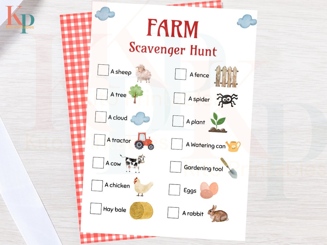 Farm Scavenger Hunt Cards Checklist Game Farm Birthday Theme Instant ...