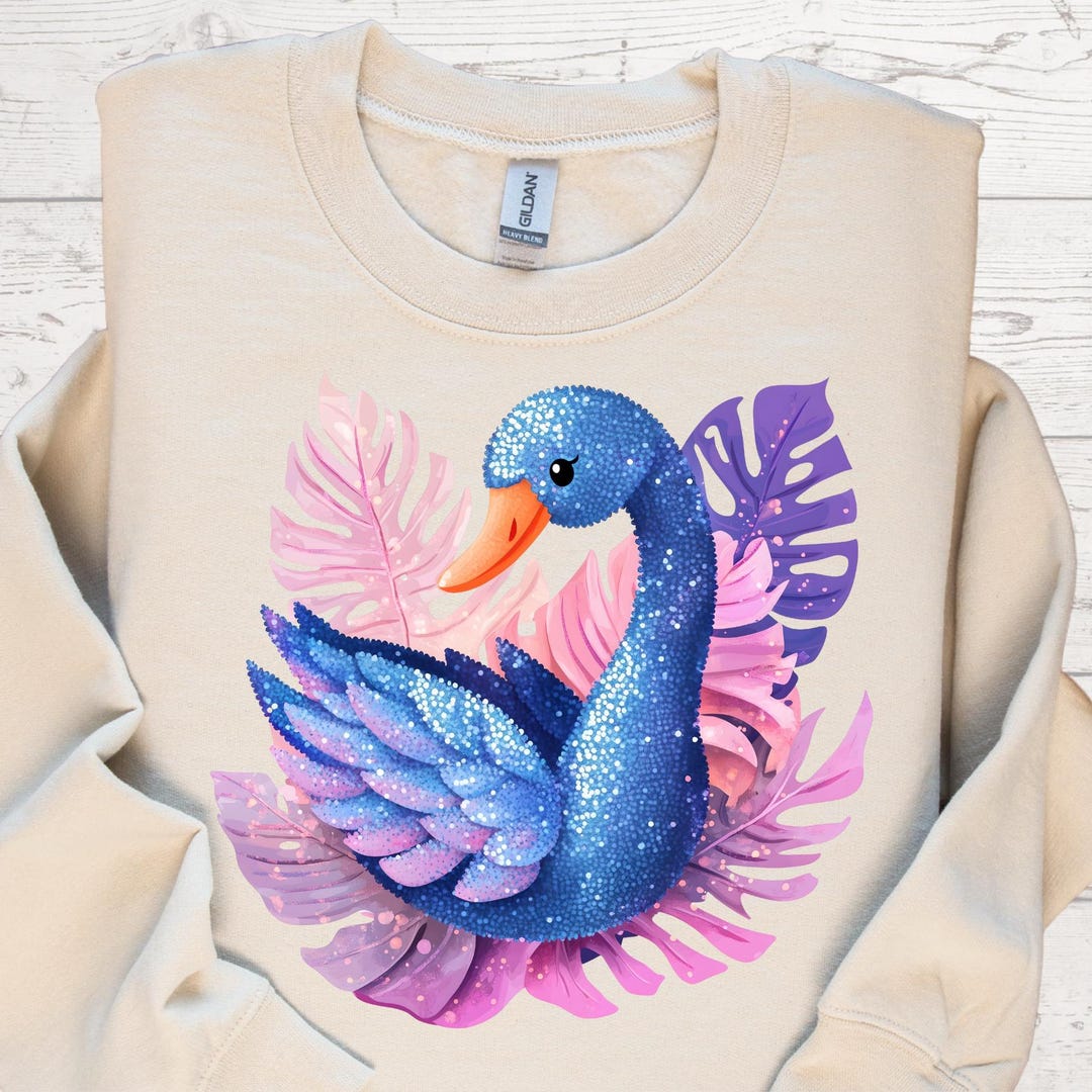 Sparkly Swan PNG Clipart: Pastel Glitter Animal Design (digital ...