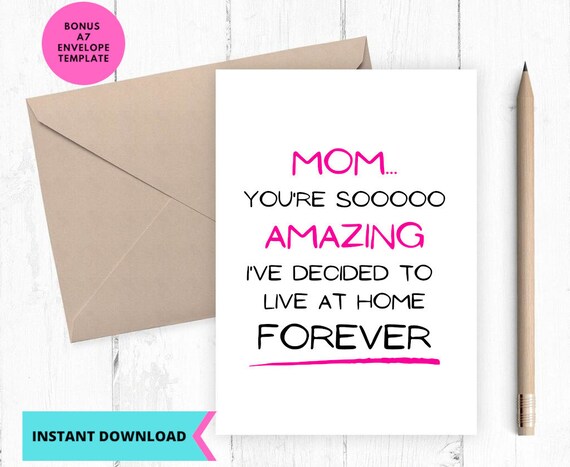 Printable Card Cute Mothers Day Card Happy Mothers Day - Etsy