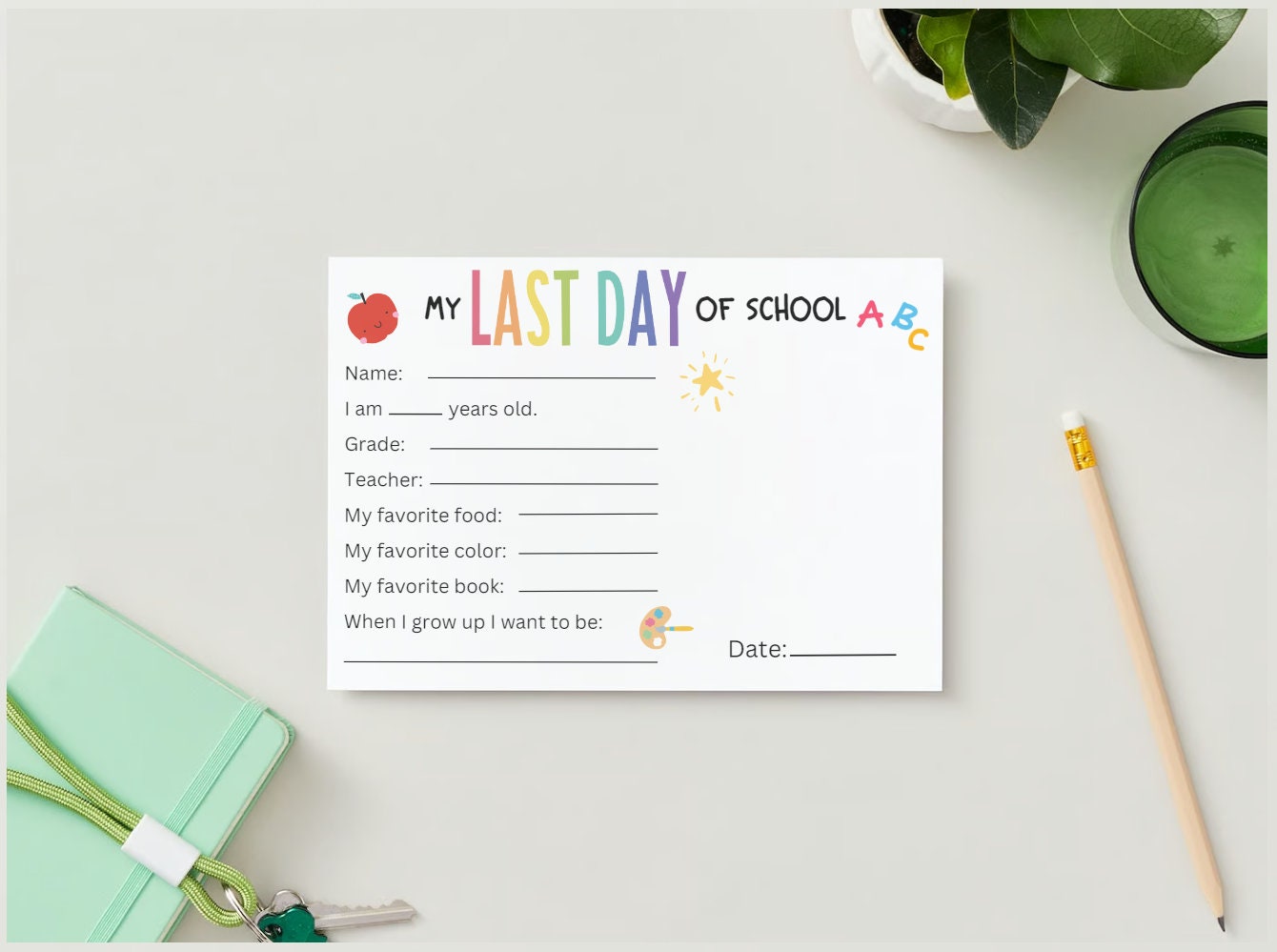 Printable Last Day of School Paper, Handprint School Keepsake, End of ...
