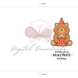 Printable Birthday Card, Have a Beary Happy Birthday Card, , Greeting ...