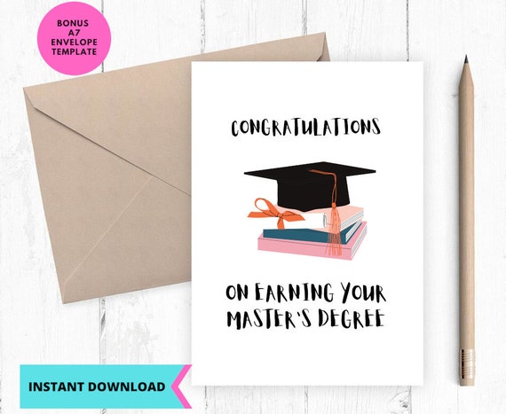 Printable Funny Graduation Card Graduated Card Masters - Etsy