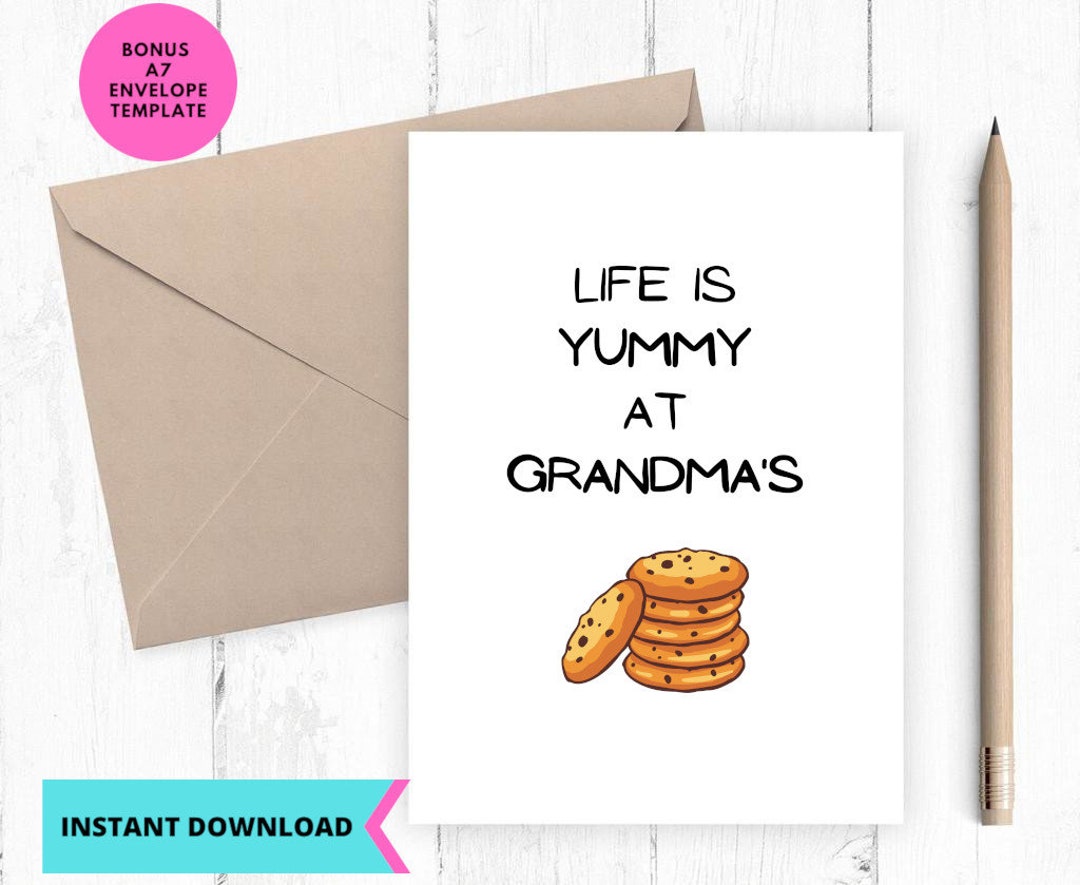 Grandparents Day Card: Grandma's Cookies, Yummy Life (digital Download ...