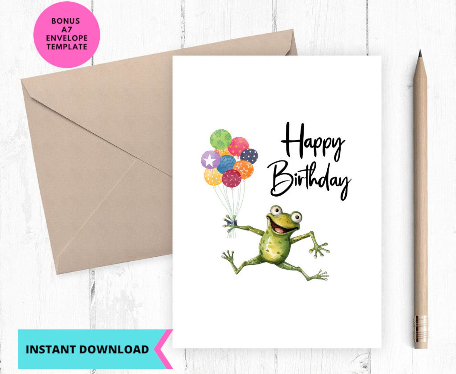 Printable Birthday Card, Frog Birthday Card, , Greeting Card, Printable ...