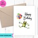 Printable Birthday Card, Frog Birthday Card, , Greeting Card, Printable ...