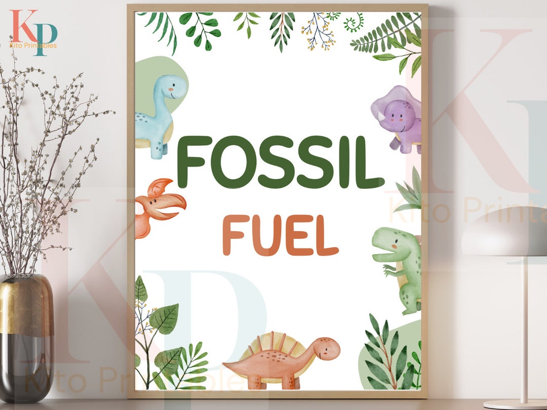 Dinosaur Dino Fossil Fuel Sign Drinks Sign Dino Party Prehistoric Party ...