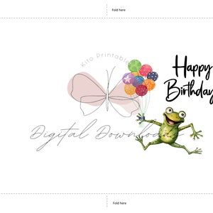 Printable Birthday Card, Frog Birthday Card, , Greeting Card, Printable ...
