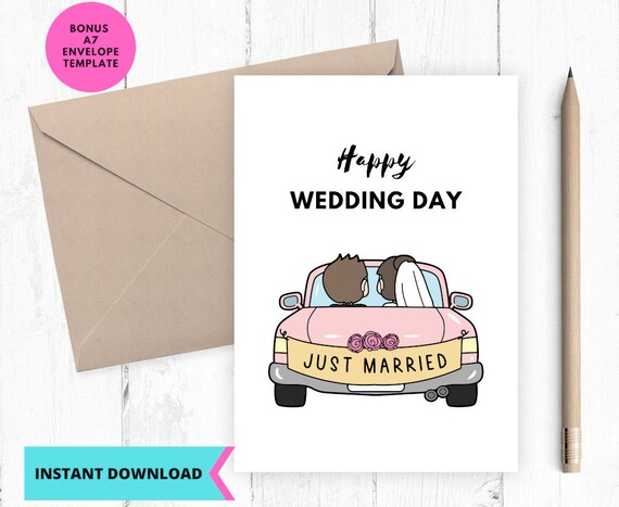Printable Wedding Card Printable Wedding Card Just Married - Etsy