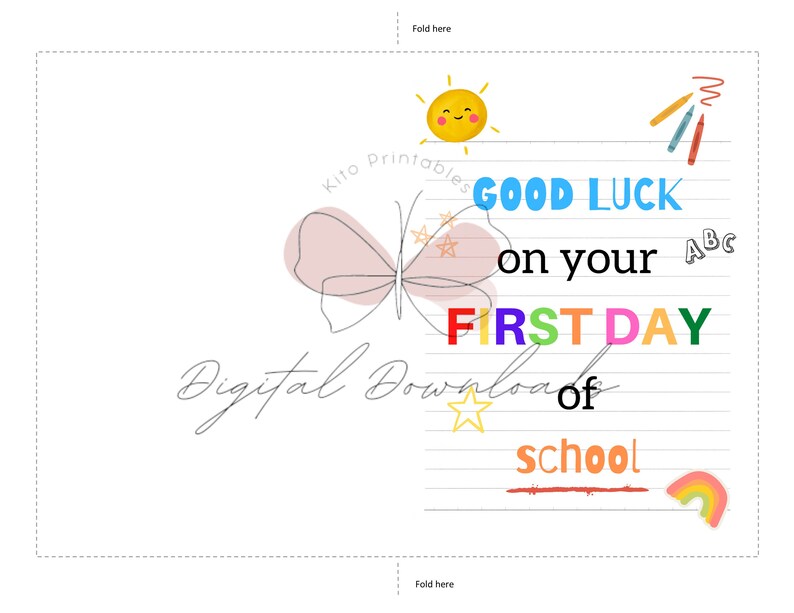 Printable First Day of School Card Good Luck School Card - Etsy