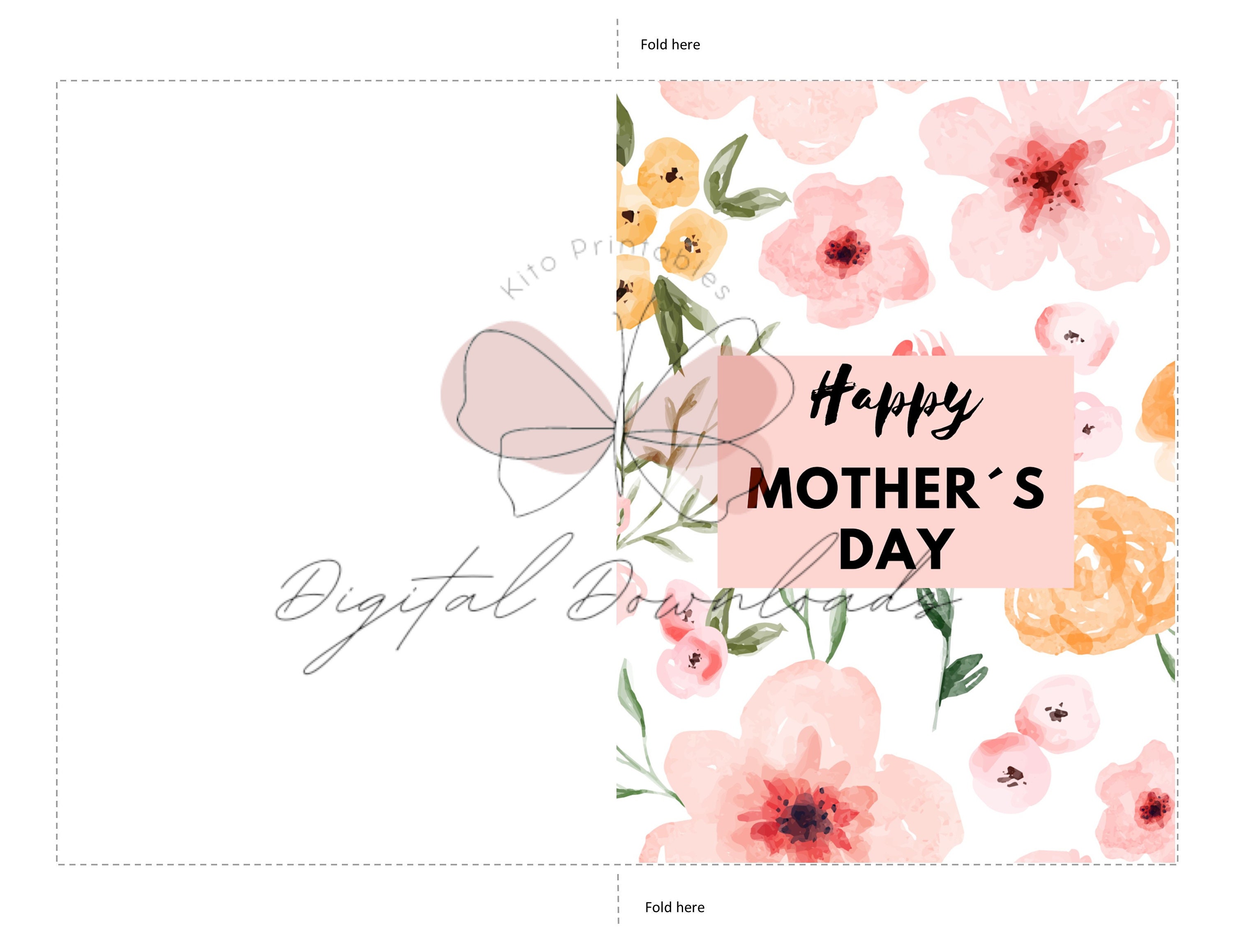 Printable Card, Cute Mothers Day Card, Happy Mothers Day, Floral Card ...
