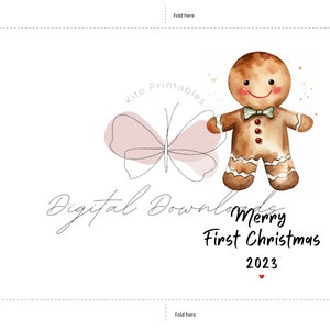 Printable Christmas Card, Merry Christmas, Gingerbread Man, Daddy, Dad ...
