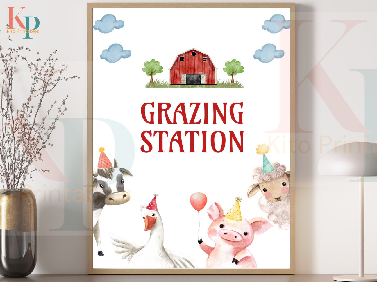 Grazing Station Sign Farm Party Barn Animals Birthday Sign Instant ...