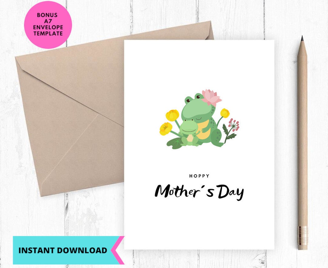 Printable Card, Cute Mothers Day Card, Happy Mothers Day, Cute Frog ...