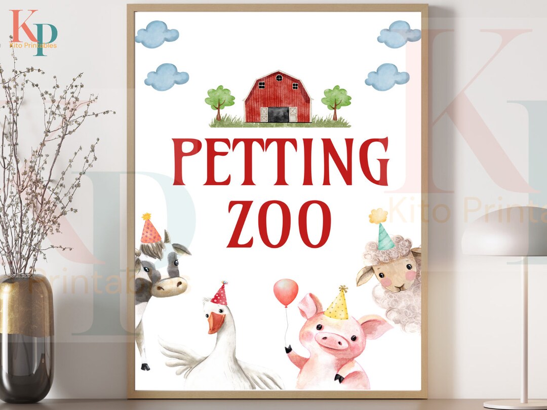 Petting Zoo Sign Farm Party Barn Animals Birthday Sign Instant Download ...