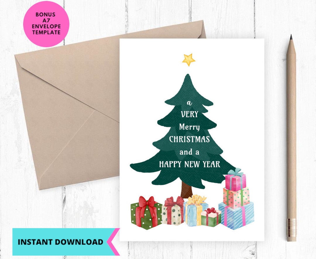 Printable Christmas Card, Merry Christmas, Happy New Year, Christmas ...