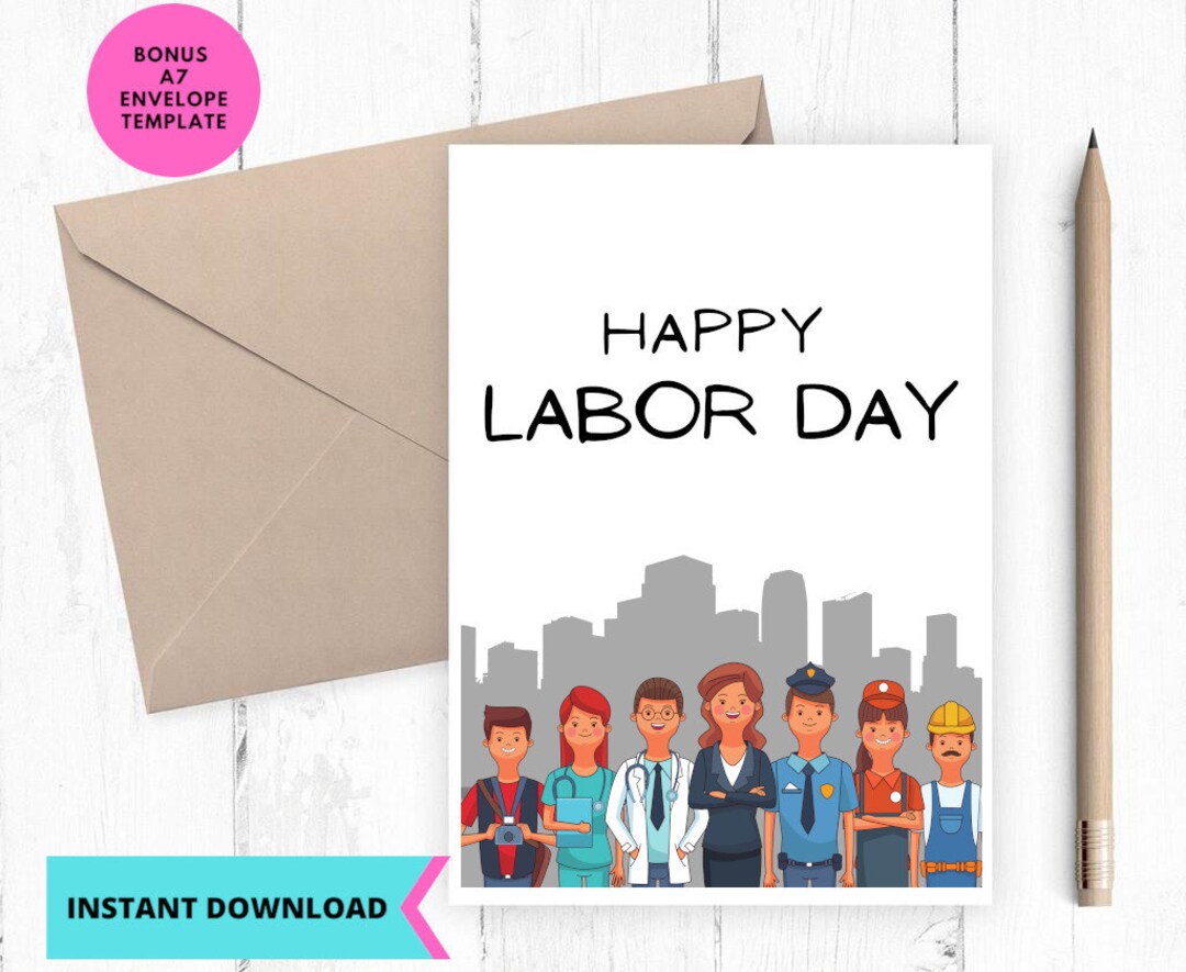 Printable Labor Day Card, Happy Labor Day Card, Instant Download ...