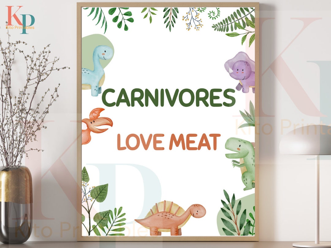 Dinosaur Carnivores Sign Dino Party Prehistoric Party Birthday Food ...