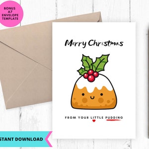 Printable Christmas Card, Pudding Christmas Card, Instant Download ...