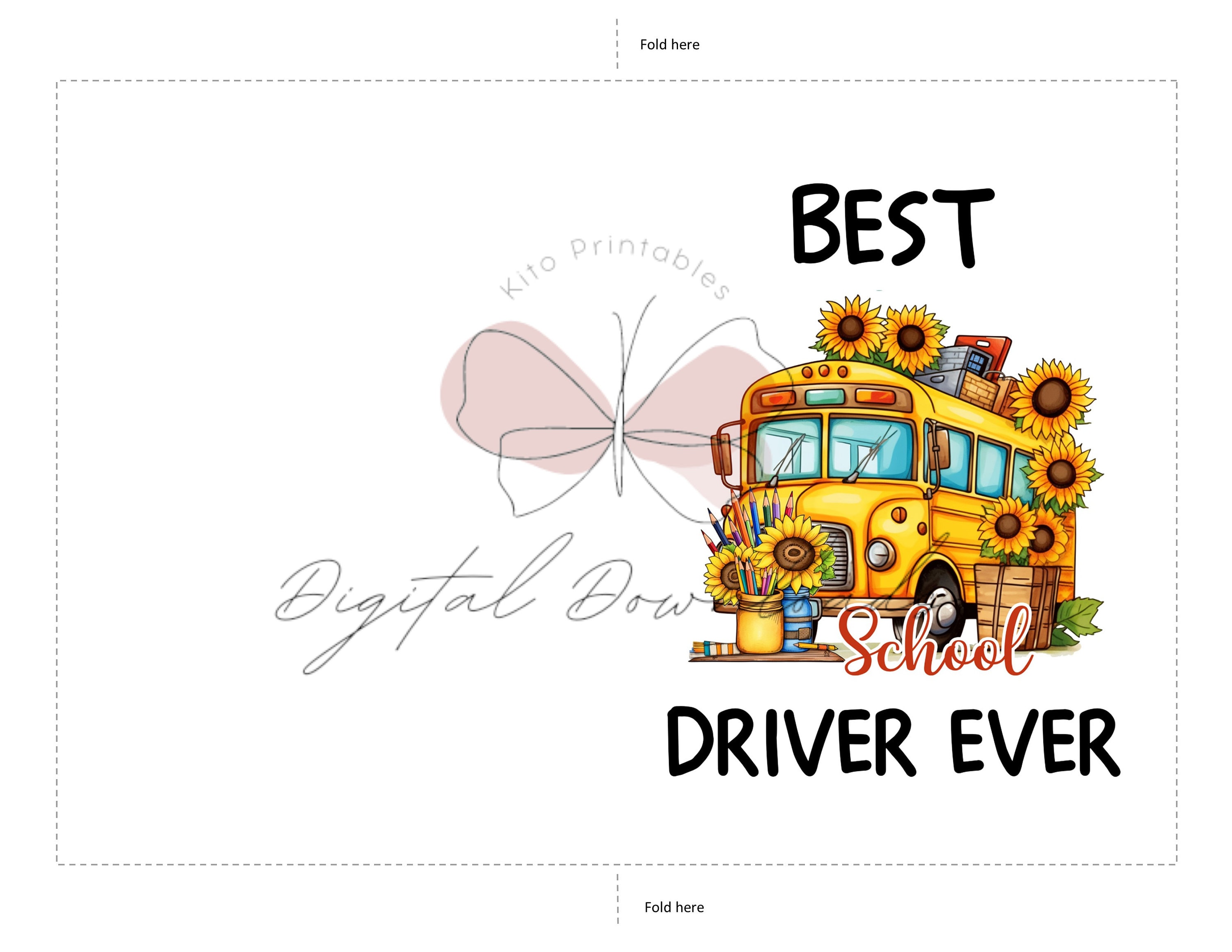 Printable School Bus Driver Appreciation Greeting Card, End of the Year ...