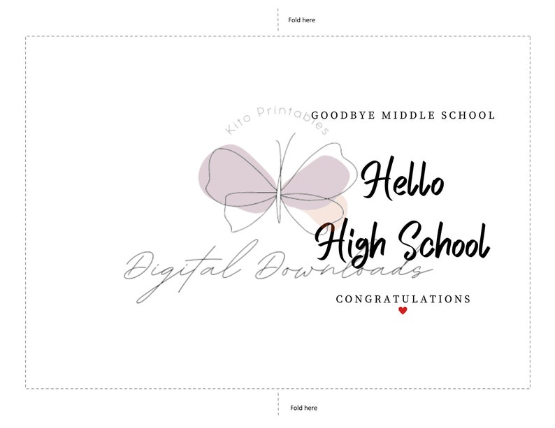 Graduation Card, Hello High School,goodbye Middle School , Instant ...