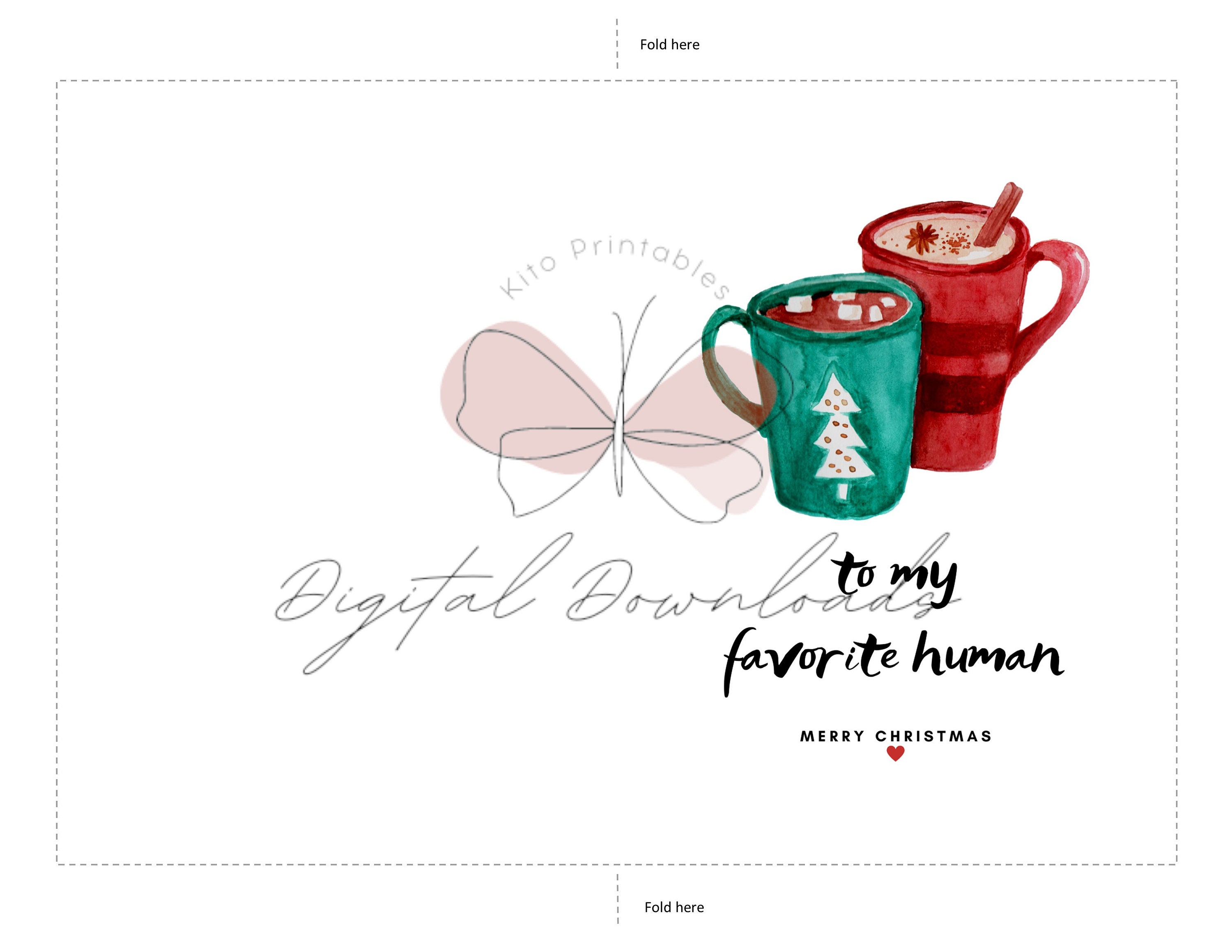 Printable Christmas Card, Merry Christmas Card, Instant Download ...