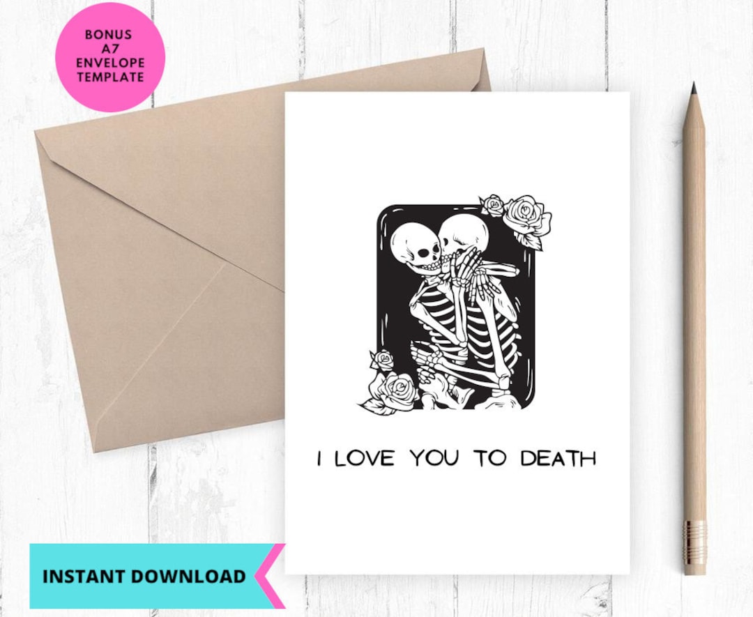 Printable Halloween Card, Love You to Death Card, Instant Download ...