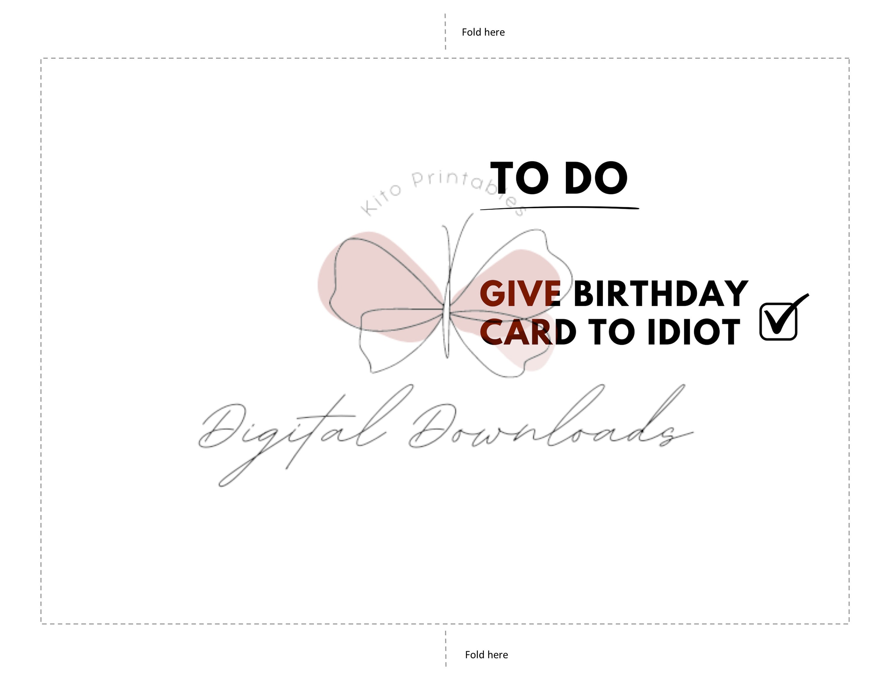 Funny Birthday Card for Idiot: Printable 5x7 Card (PDF) - Etsy UK