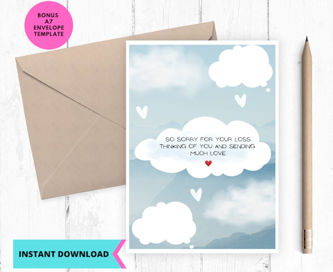 Printable Sympathy Card, Sorry Card, Sorry for Your Loss Card, Instant ...