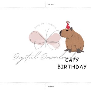 Printable Birthday Card, Capy Birthday Card, Greeting Card, Printable ...