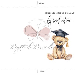 Printable Graduation Card, Grad Card, Teddy Bear Graduation Card ...