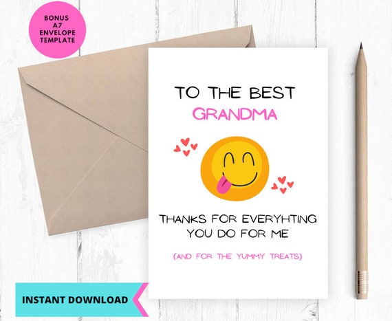 Printable Card Best Grandma Card Granny Card Grandmother - Etsy