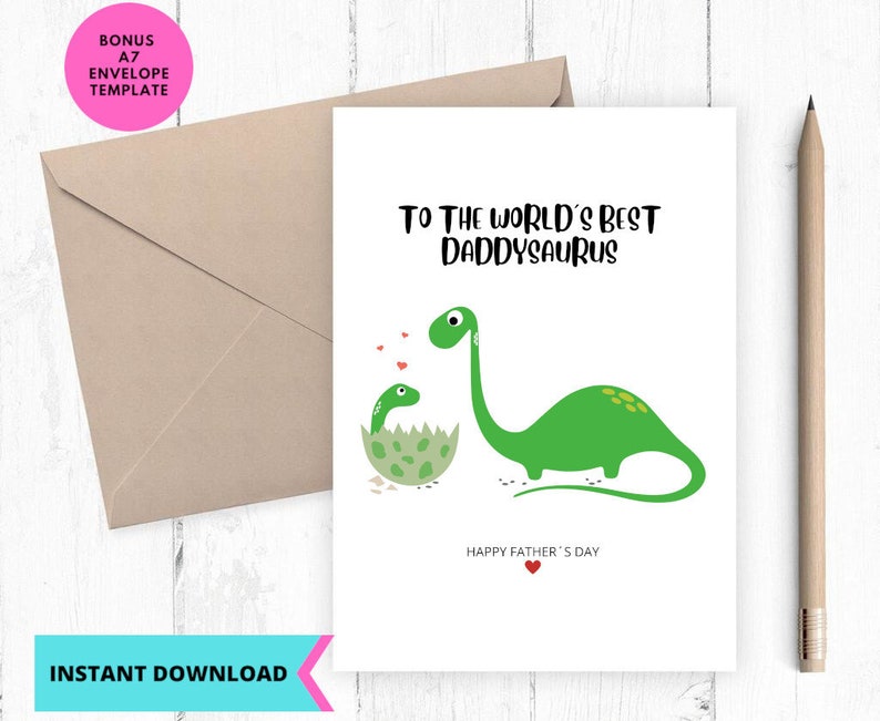 Printable Card Funny Fathers Day Card Daddysaurus Dad | Etsy