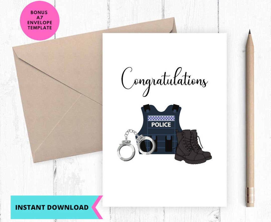 Printable Police Card, Police Congratulations Card ,police Promotion ...