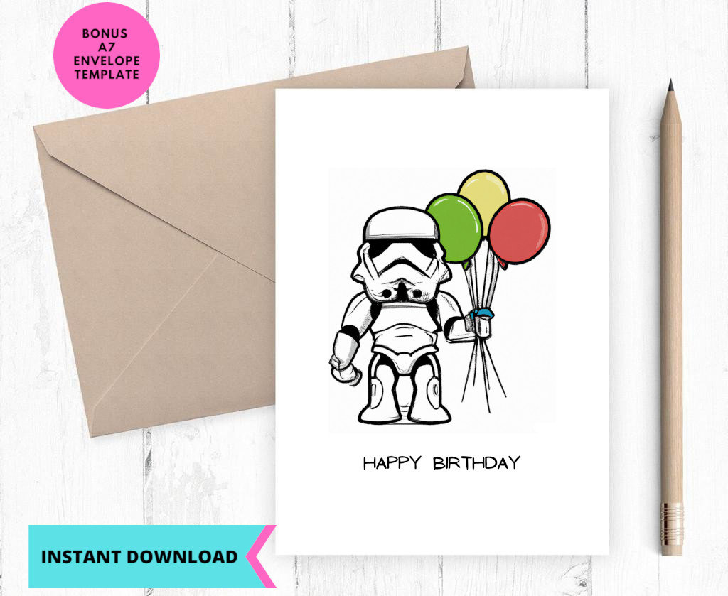 Stormtrooper Birthday Card: Printable Greeting Card (digital Download ...