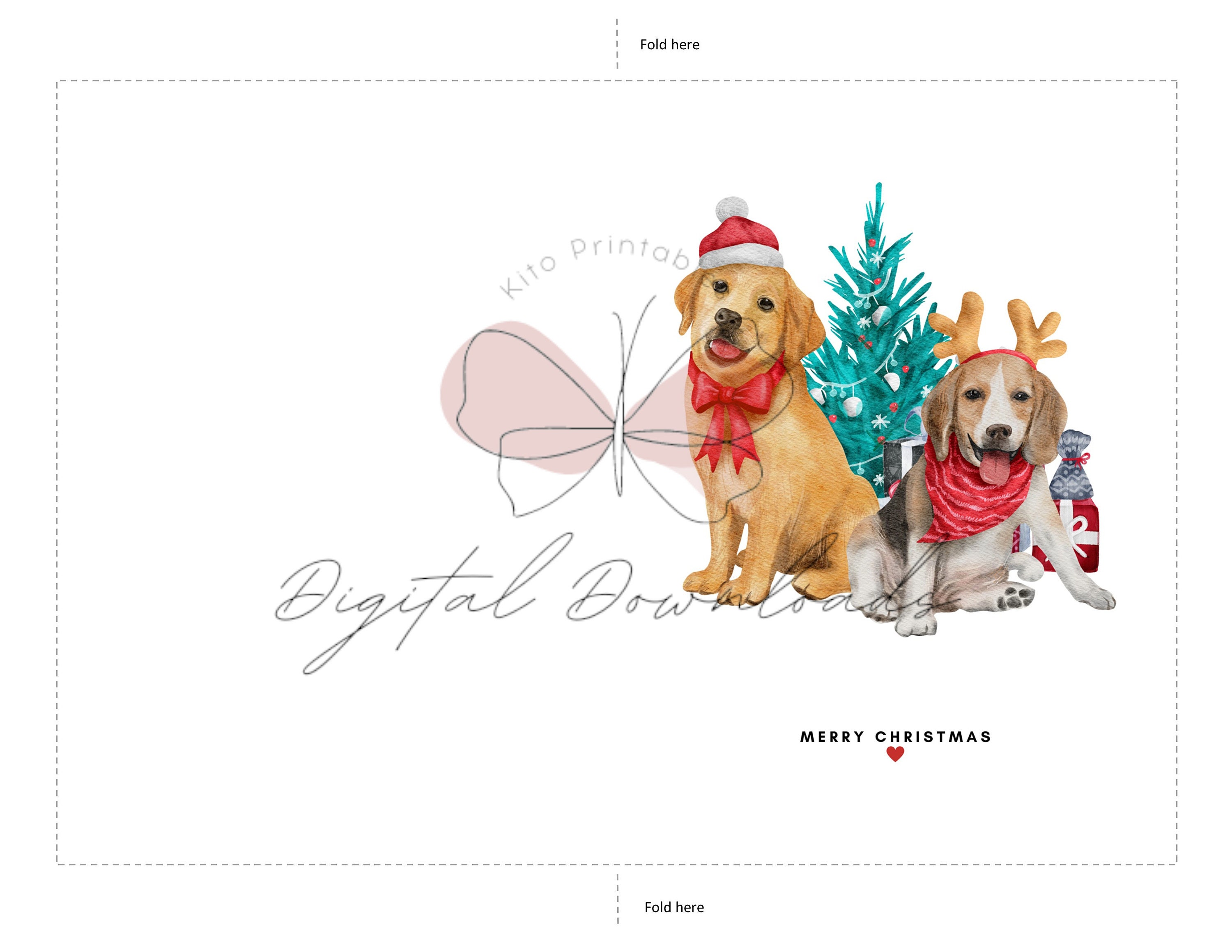 Printable Christmas Card Dog Christmas Card Instant - Etsy
