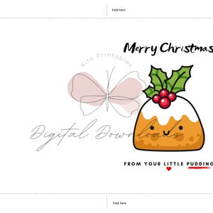Printable Christmas Card, Pudding Christmas Card, Instant Download ...