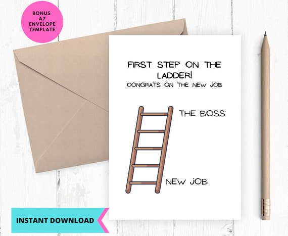 Printable New Job Card New Boss Card Instant Download - Etsy Australia