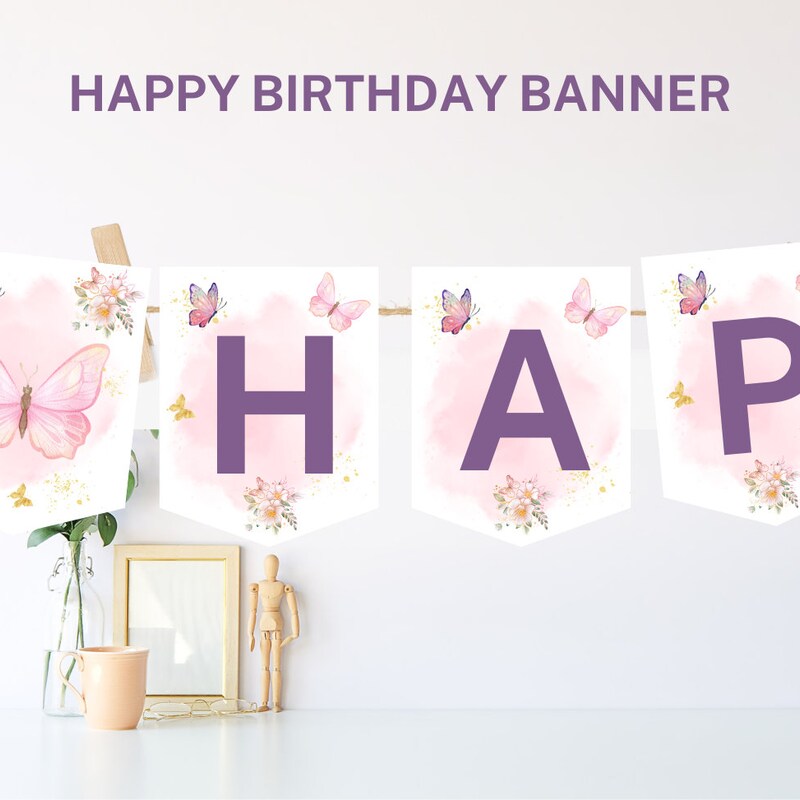 Butterfly Birthday Banner - Etsy
