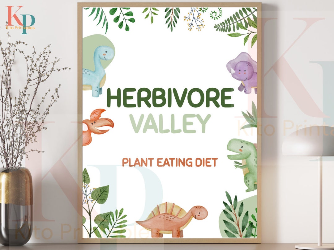 Dinosaur Herbivore Valley Sign Dino Party Prehistoric Party Birthday ...