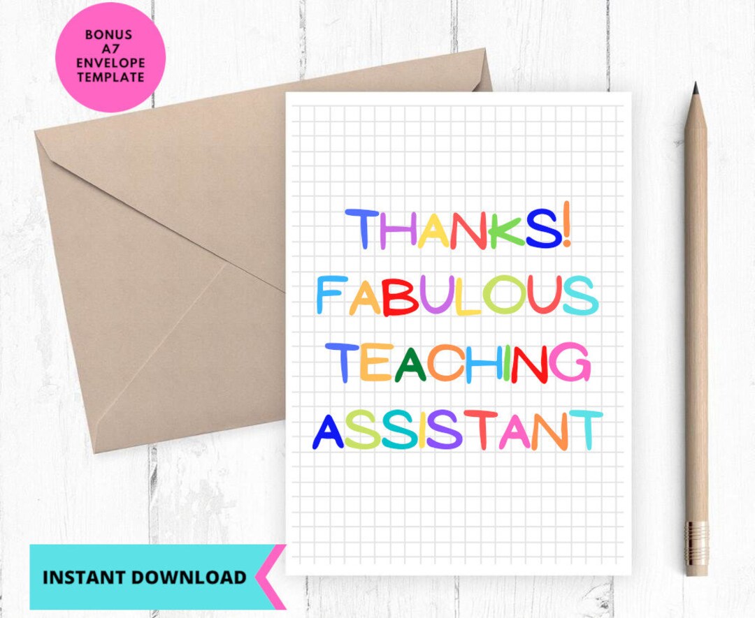 Printable Teacher Assistant Card, Thank You Teacher Card, Fabulous ...