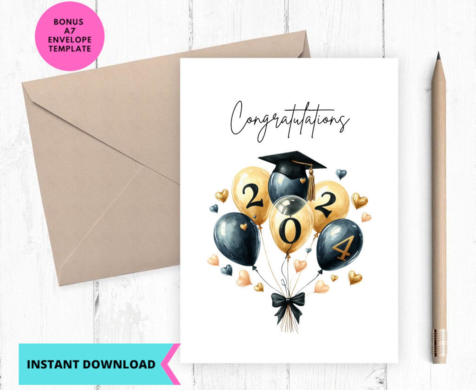 Printable Graduation Card, 2024 Graduated Card, Congratulations Card ...