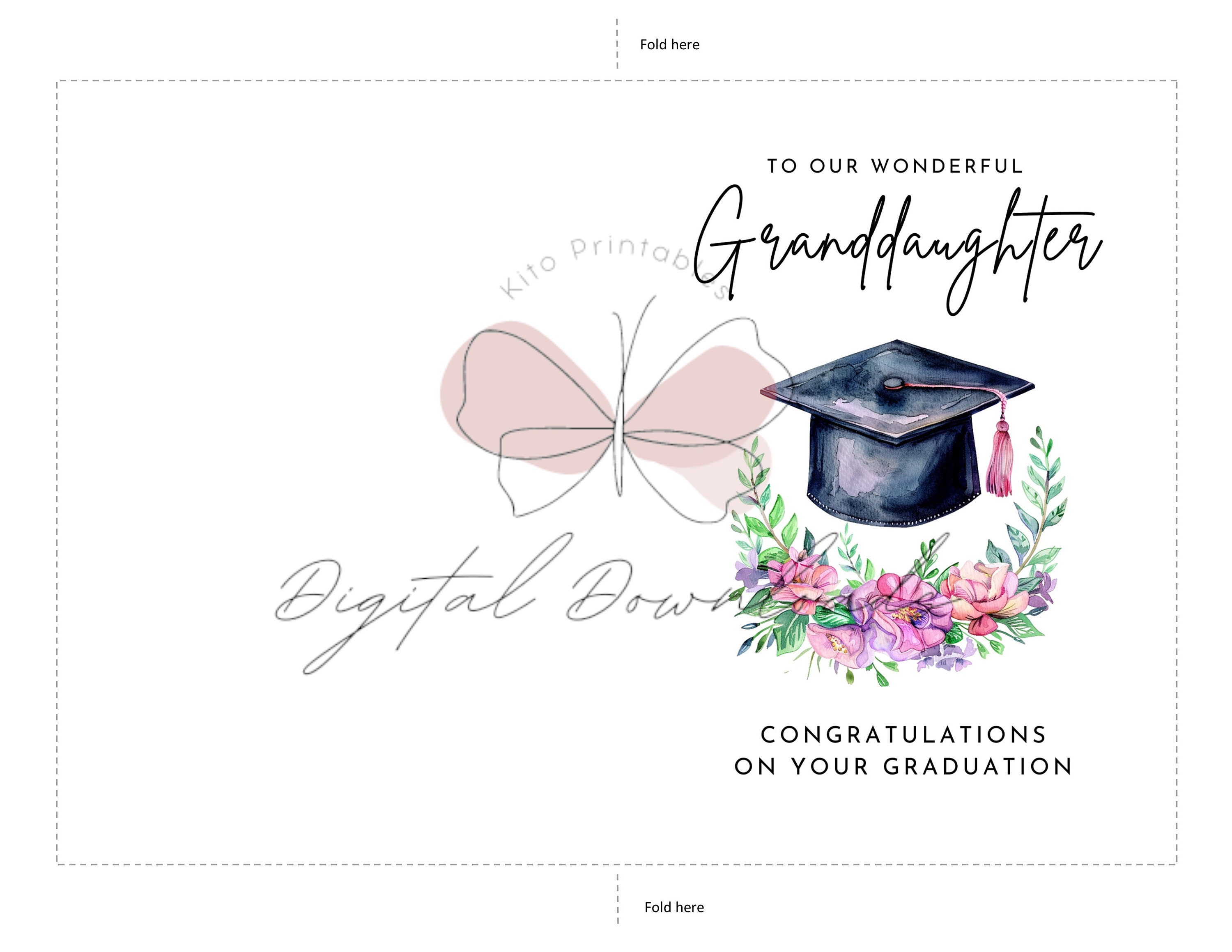 Printable Graduation Card, Grad Card, Granddaughter Graduation ...