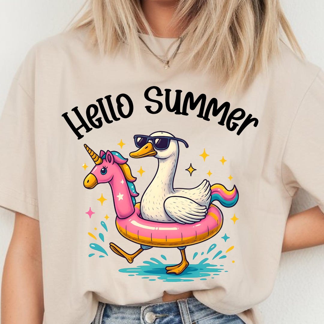 Goose Summer PNG | Funny Goose With Unicorn Float Sublimation | Pool ...