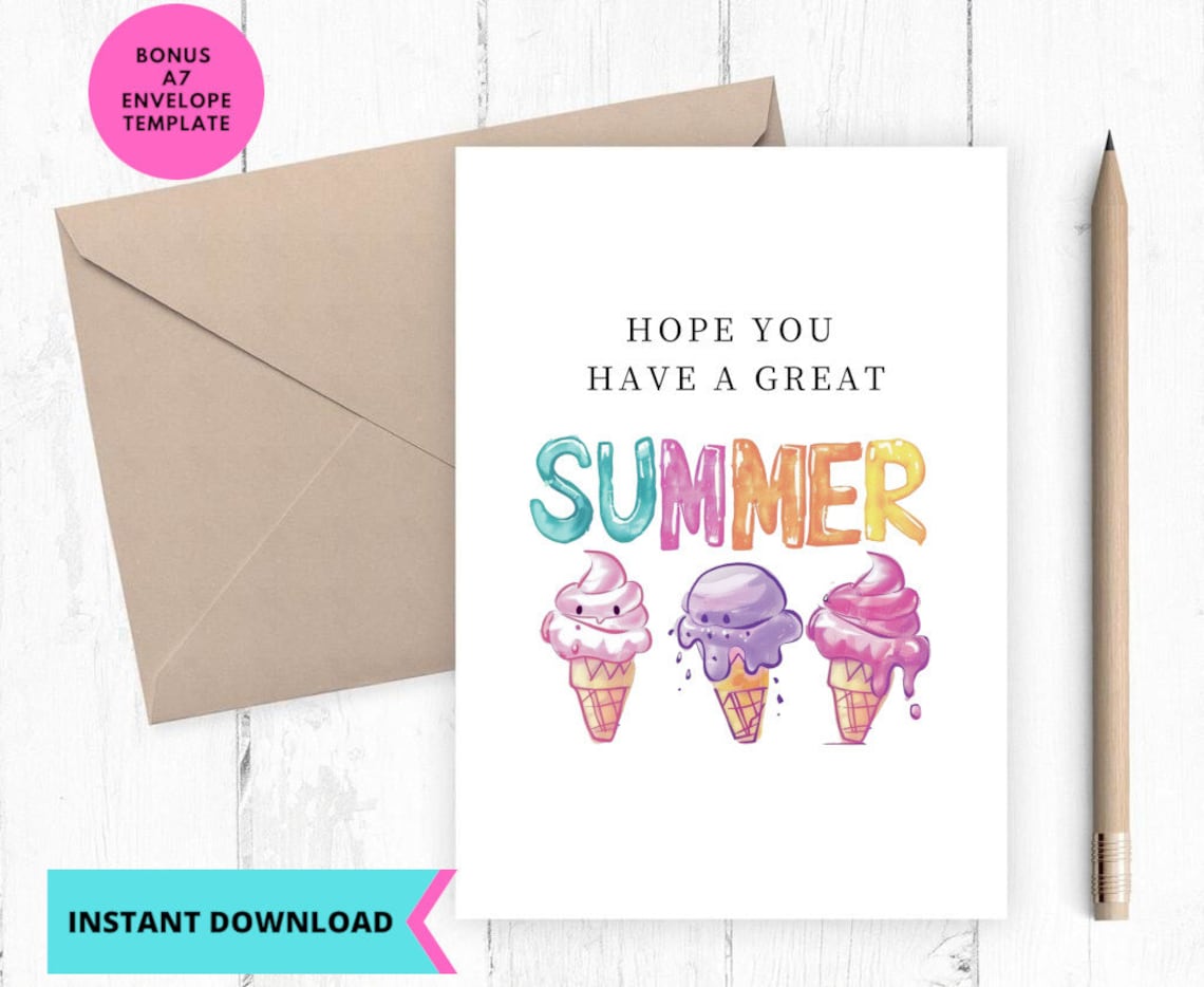 Printable Summer Card, End of School, Hope You Have a Great Summer Card ...
